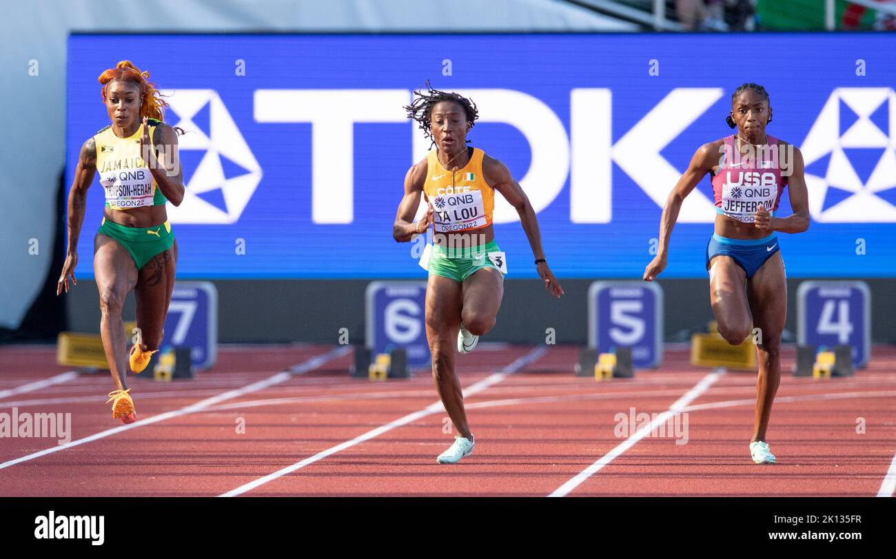 Elaine Thompson-Herah, and Marie-Josée Ta Lou and Melissa Jefferson ...