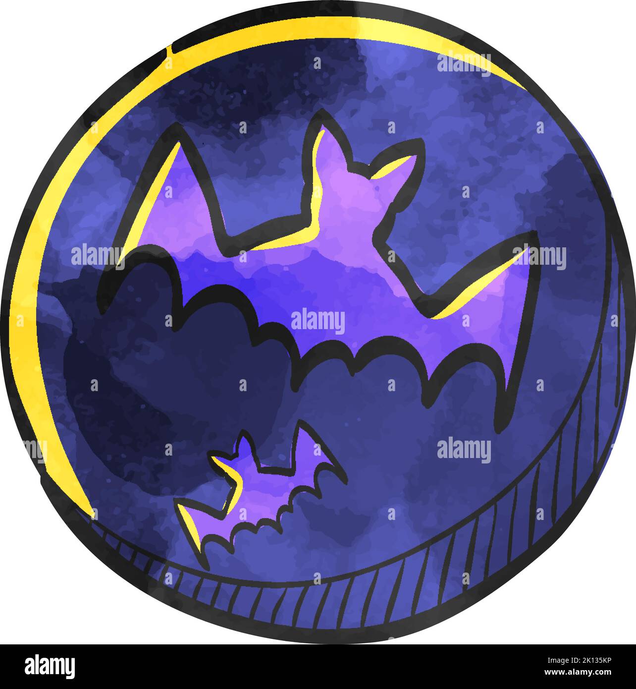Bats moon icon in Cut Out Stock Images & Pictures - Alamy