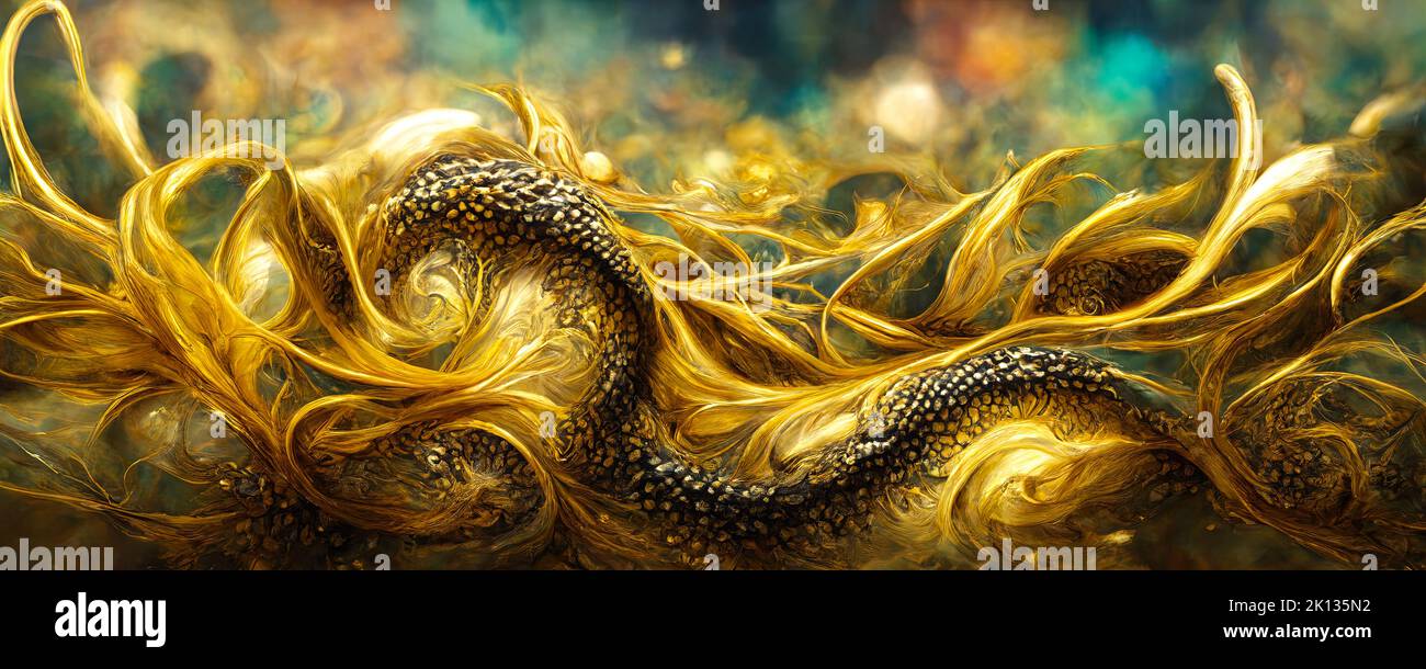 artistic abstract drawing in fantasy style golden dragon skin Stock ...