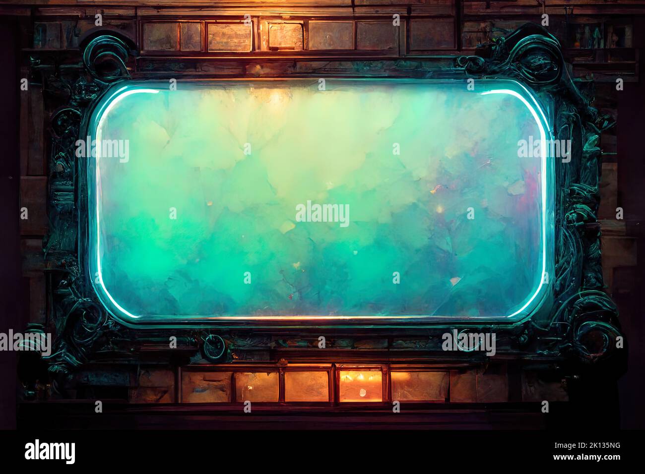 blue matte mirror in a frame artistic abstract style Stock Photo - Alamy
