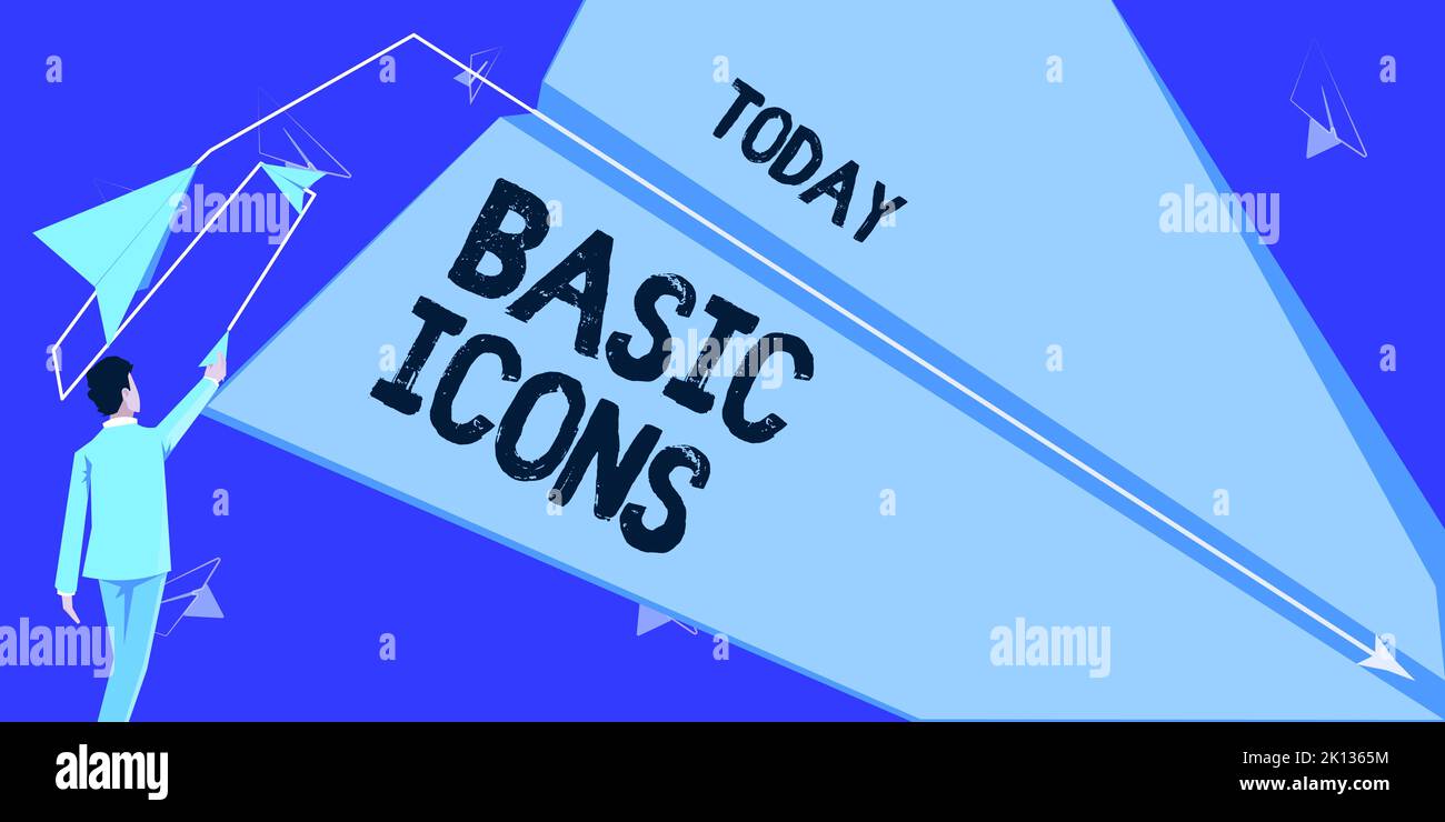 Writing displaying text Basic Icons. Word for pictogram or ideogram ...