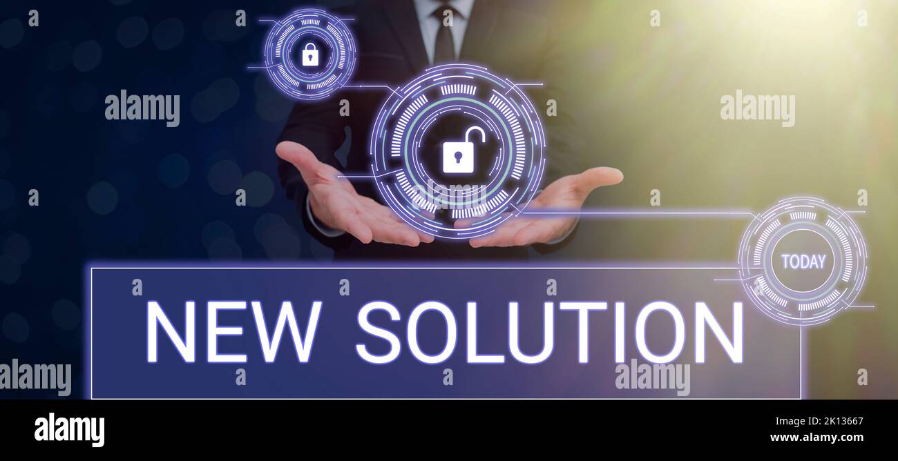 Text sign showing New Solution. Business approach Modern Innovation ...