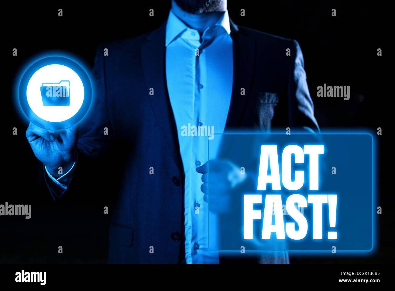 Hand writing sign Act Fast. Business approach Voluntarily move in the ...