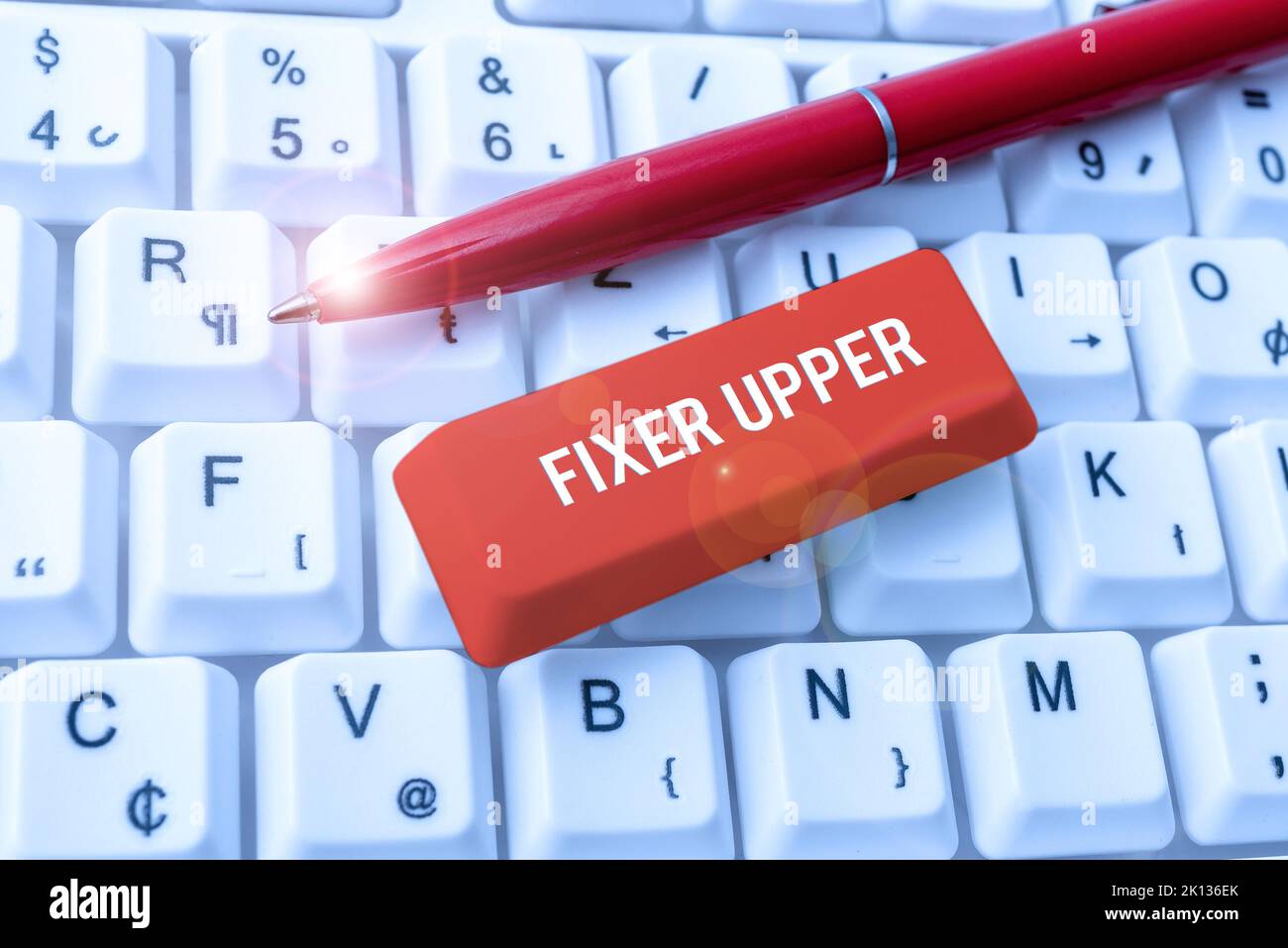 Text caption presenting Fixer Upper. Word for house in need of repairs ...