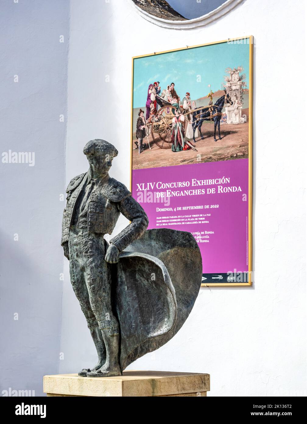 Statue of a matador, Torero, in Ronda, Malaga Province, Spain outside ...