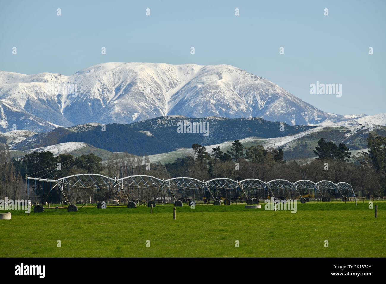 Iconic landscape in Canterbury, New Zealand, featuring a farm with ...