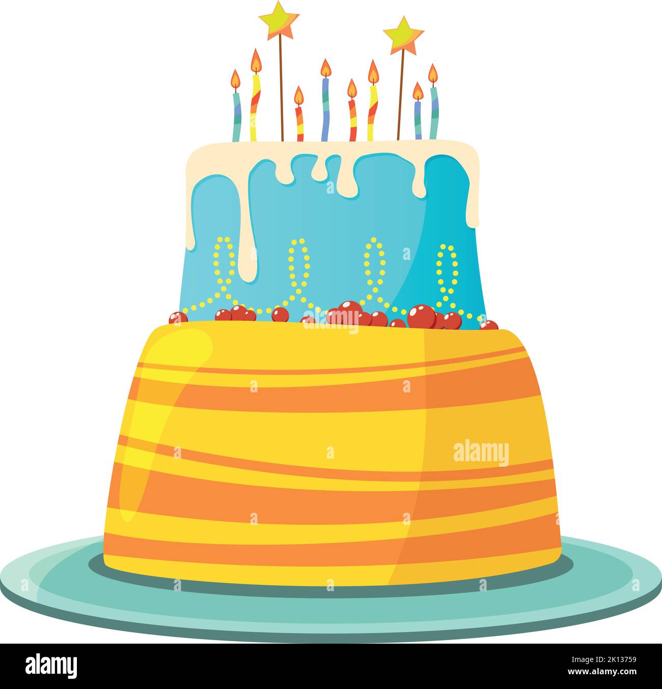 Birthday cake. Anniversary celebration symbol. Cartoon dripping bakery ...