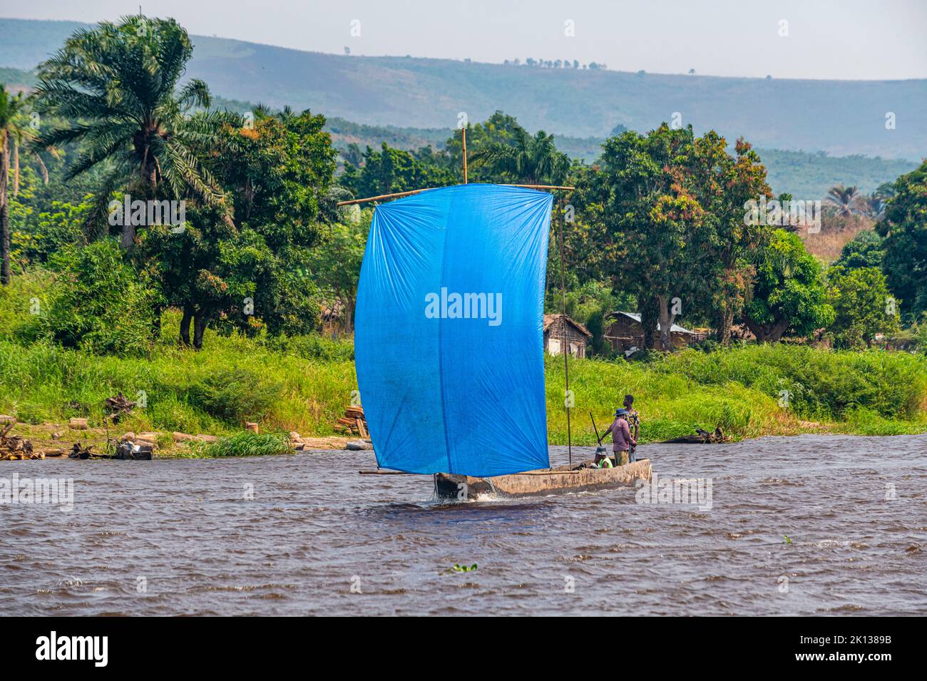 Traditional sailing boat on the Congo River, Democratic Republic of the ...