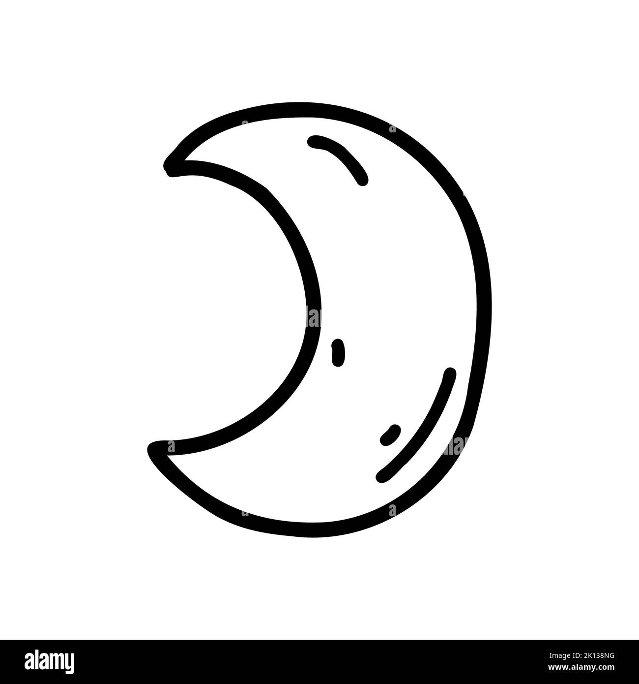 Hand drawn doodle moon. Cartoon element, vector sketch illustration ...