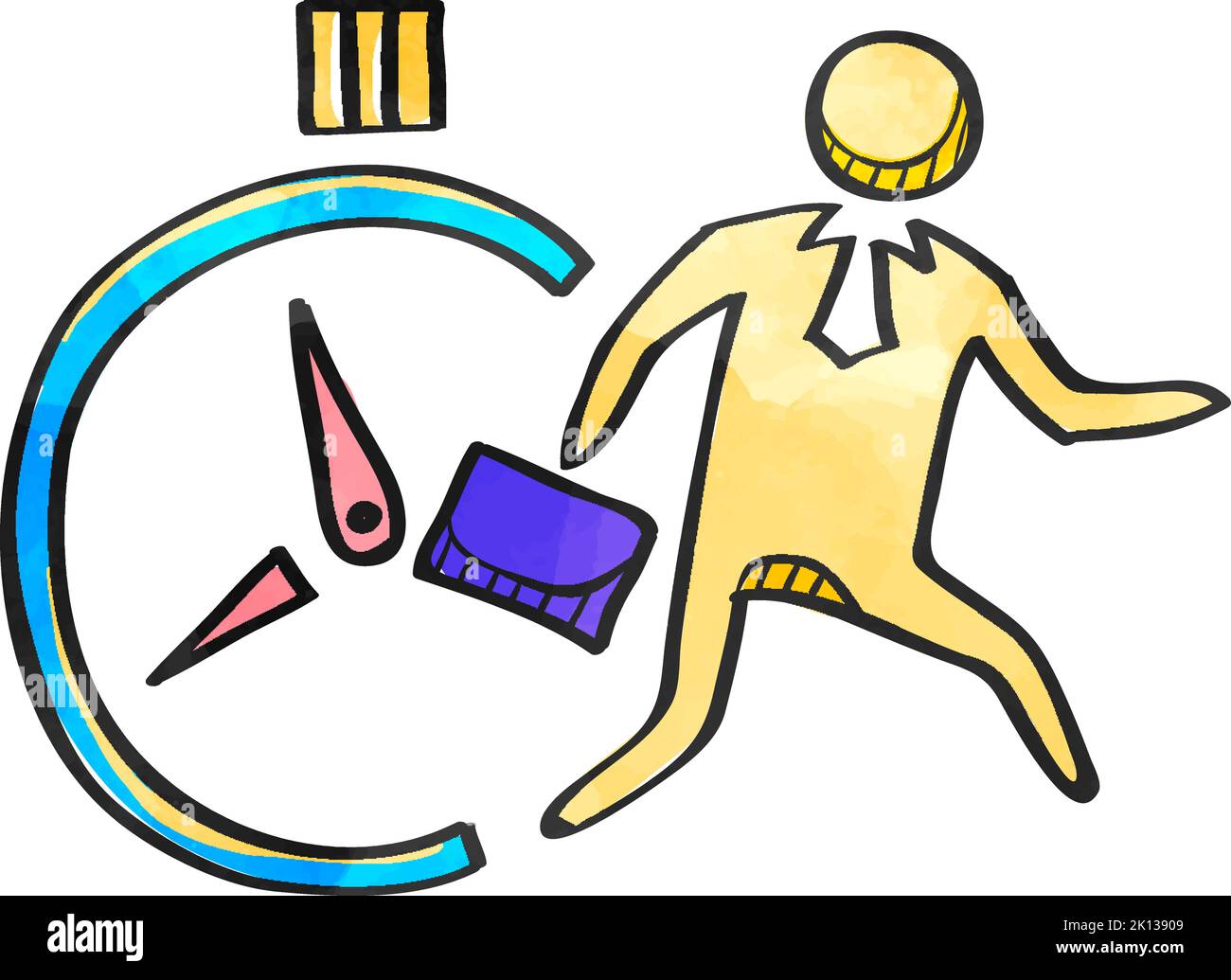 Businessman clock icon in watercolor style Stock Vector Image & Art - Alamy
