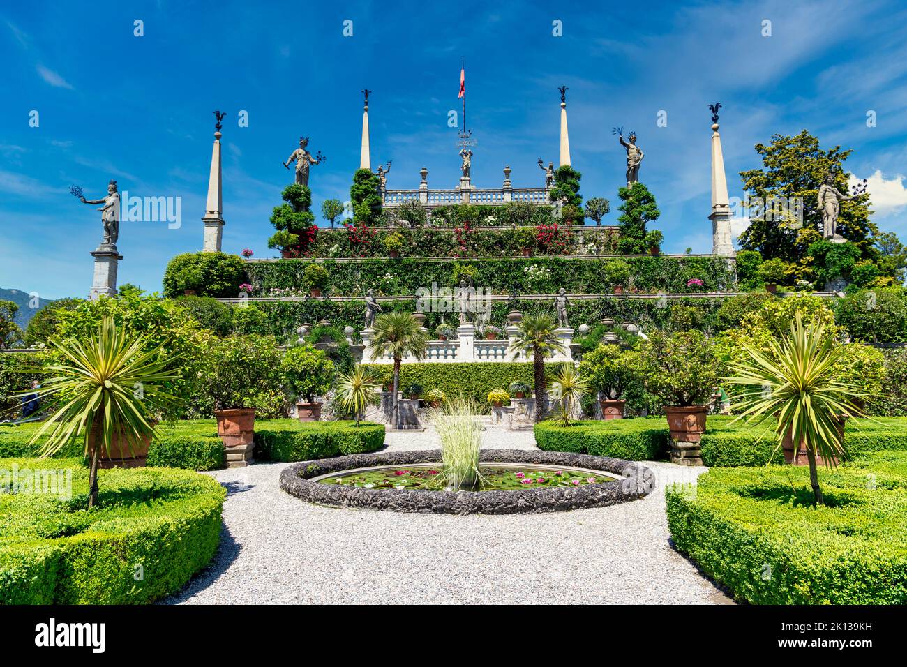 The gardens of Borromeo Palace, Isola Bella, Lake Maggiore, Verbania ...