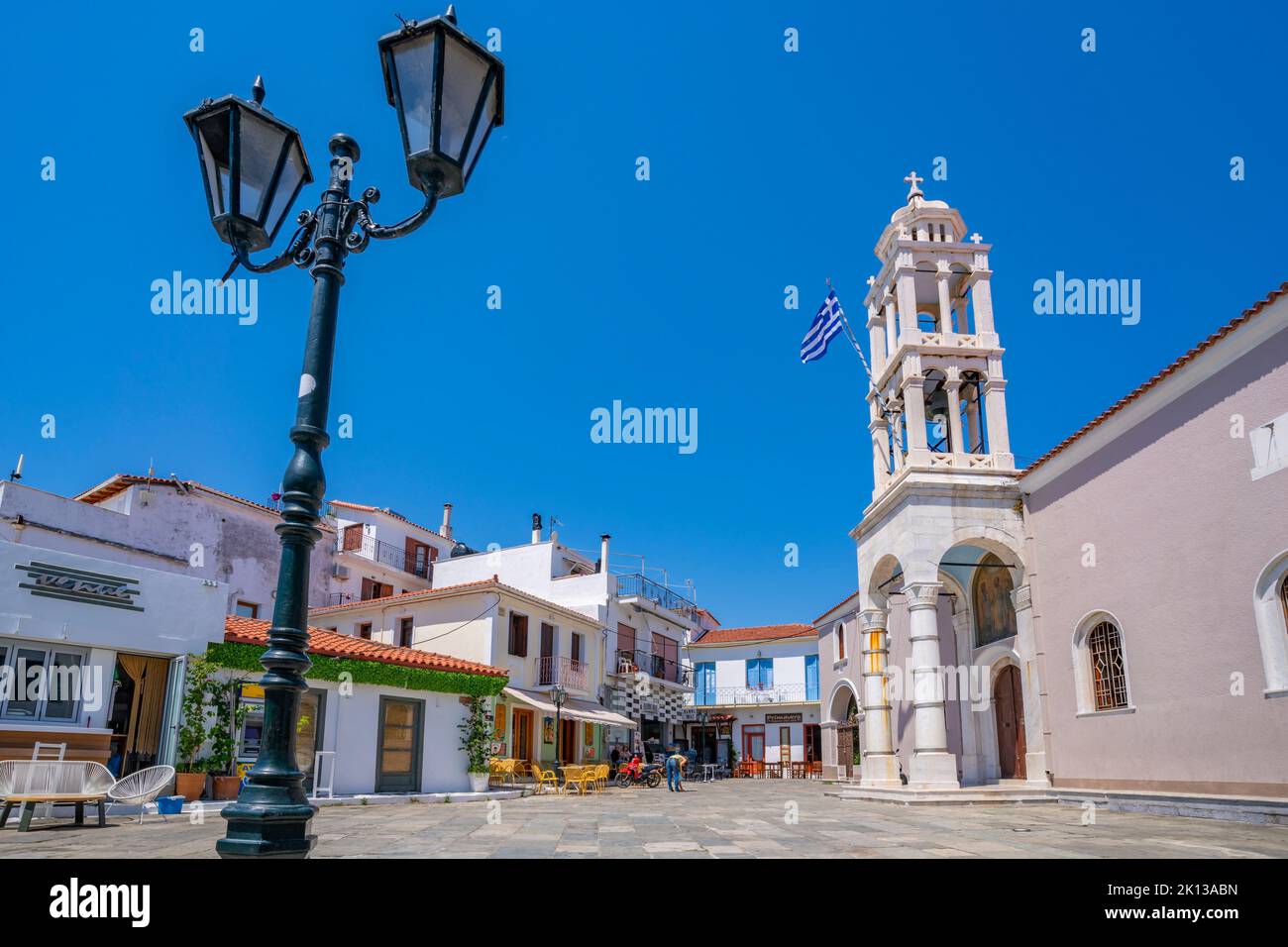 View of Church of the Three Bishops in Skiathos Town, Skiathos Island ...