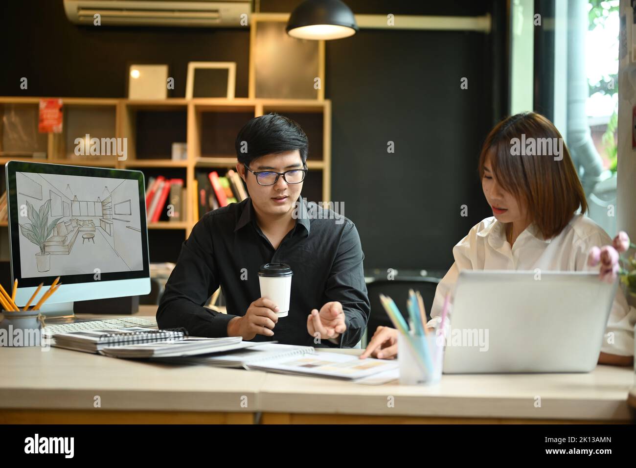 Professional interior designers are working together for new project at ...