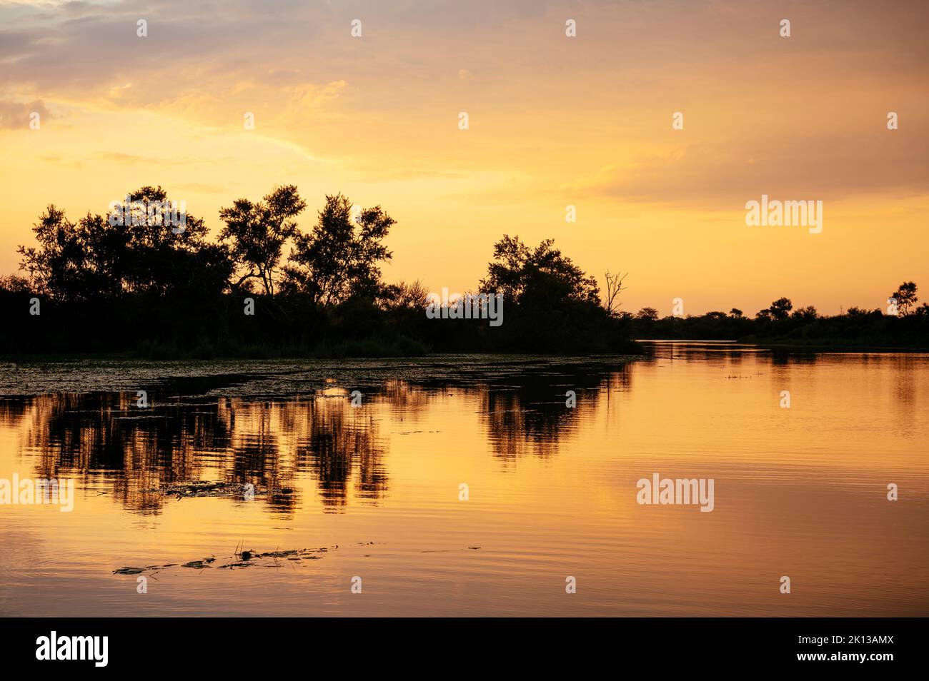 Sunset over Motlhabatsi River, Marataba, Marakele National Park, South ...