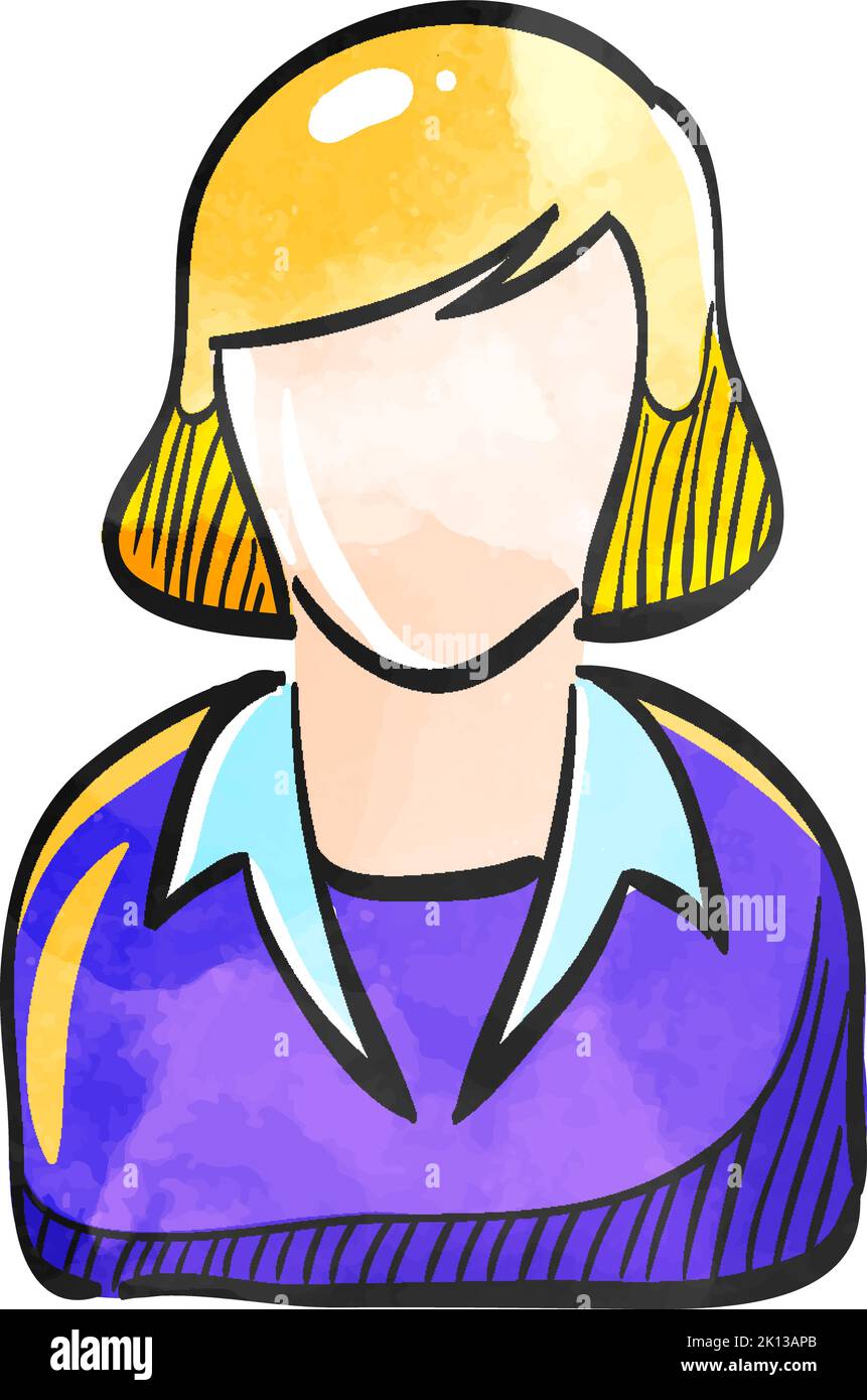Female receptionist icon in watercolor style Stock Vector Image & Art ...