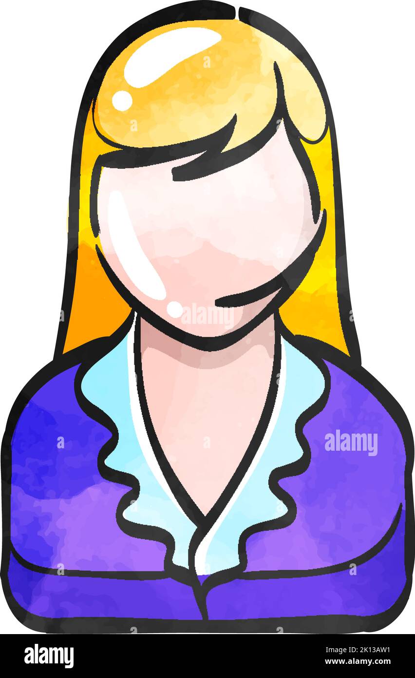 Female receptionist icon in watercolor style Stock Vector Image & Art ...