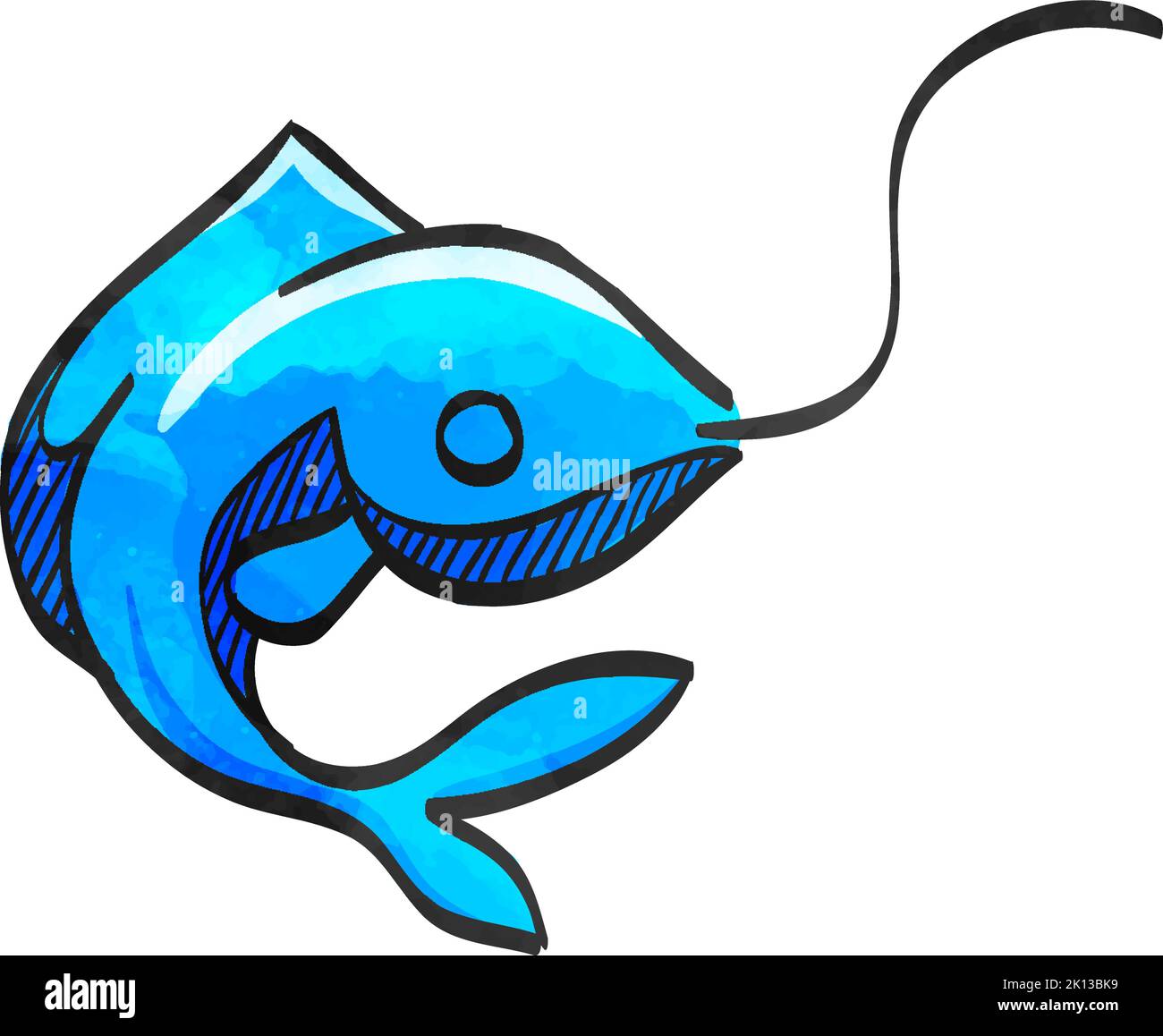 Hooked fish icon in watercolor style Stock Vector Image & Art - Alamy