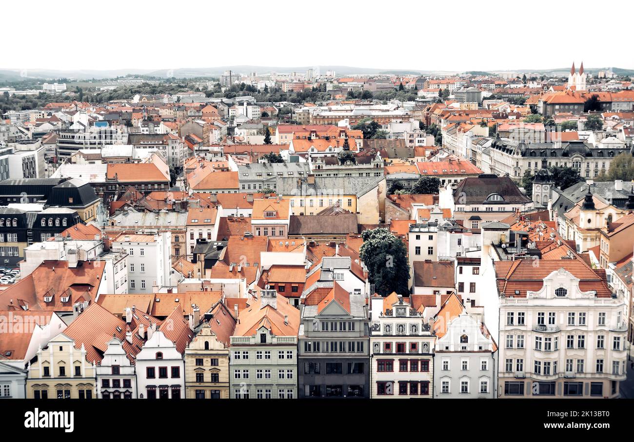 Rooftop view of Plzen (Pilsen) cityscape. Czech Republic Stock Photo ...