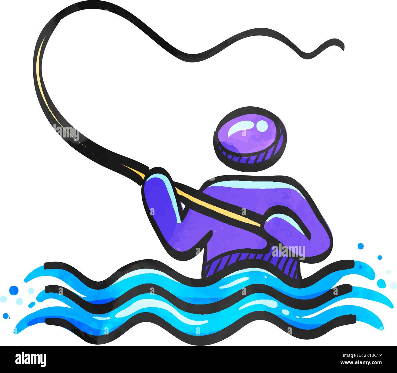 Line drawing hand fishing hook Cut Out Stock Images & Pictures - Alamy