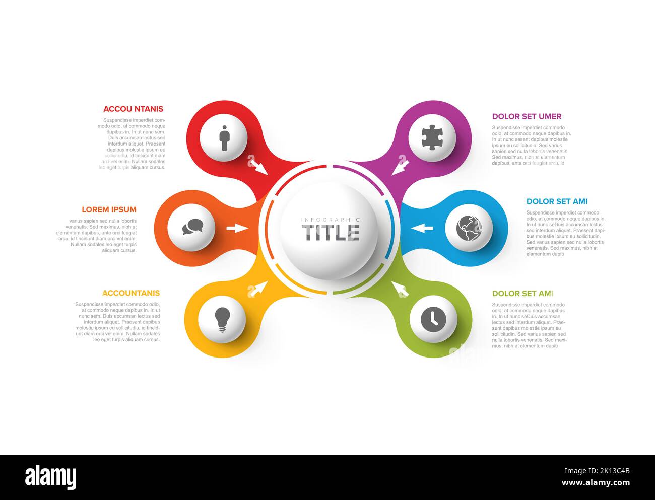 Vector multipurpose Infographic template with title and six sphere ...