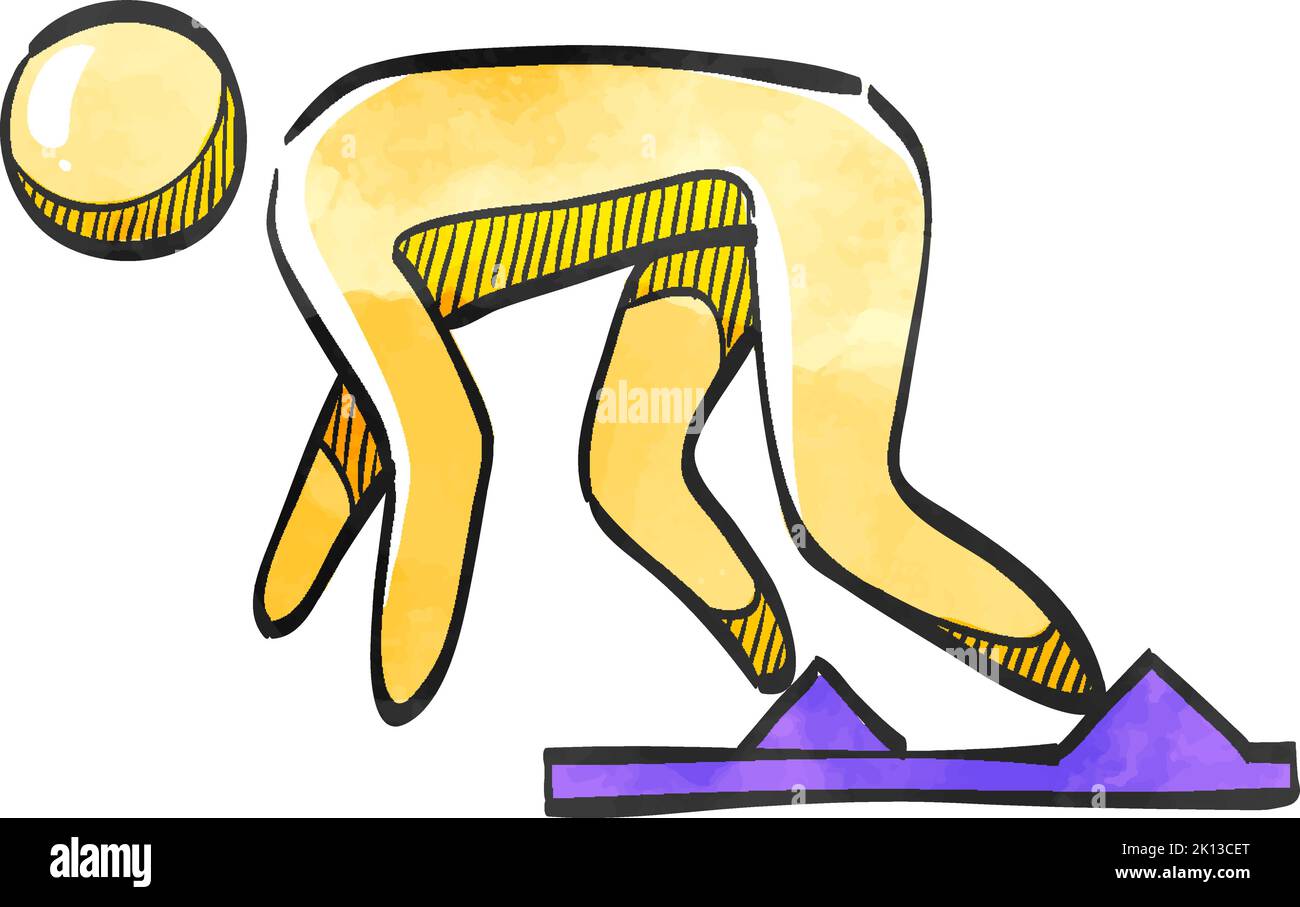 Starting block icon in watercolor style Stock Vector Image & Art - Alamy