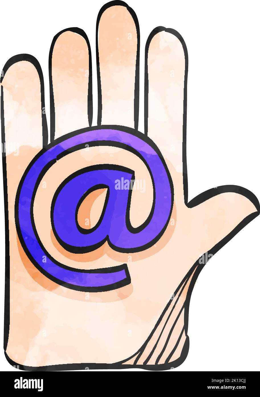 Hand with email icon in watercolor style Stock Vector Image & Art - Alamy