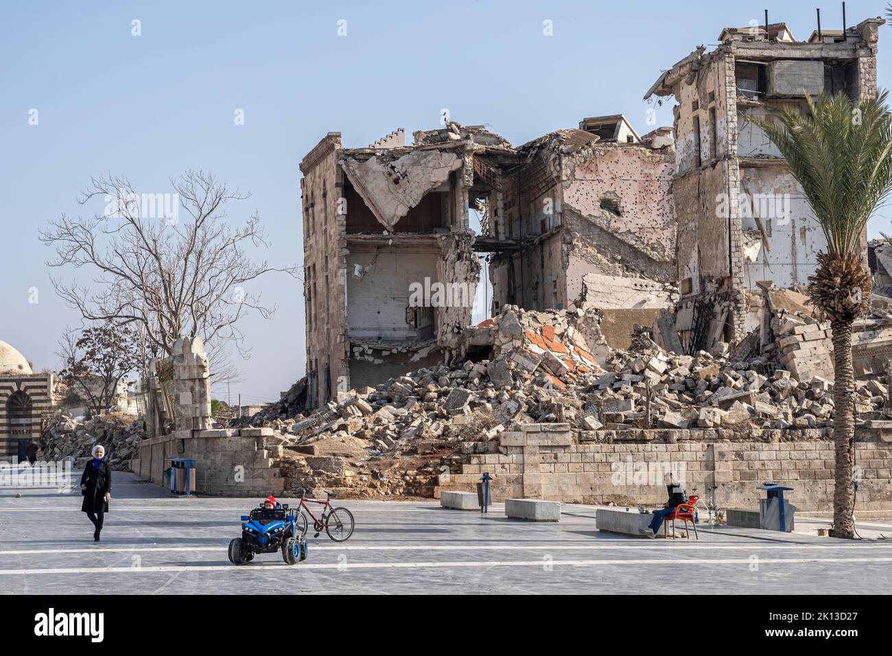 Ruins around the Citadel of Aleppo, Syria Stock Photo - Alamy
