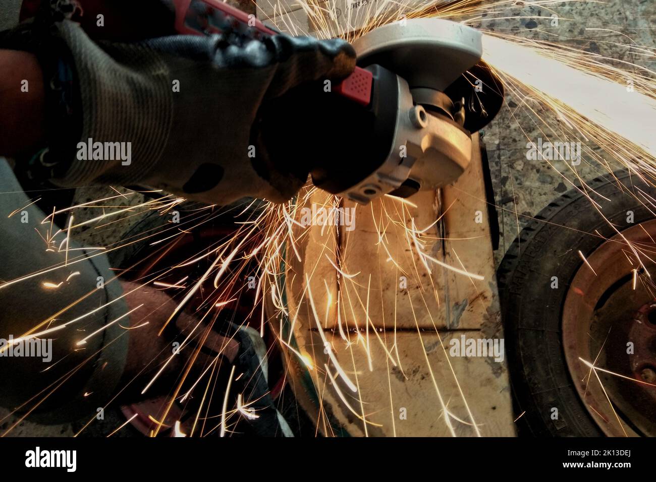 A closeup of welding with bright sparks Stock Photo - Alamy