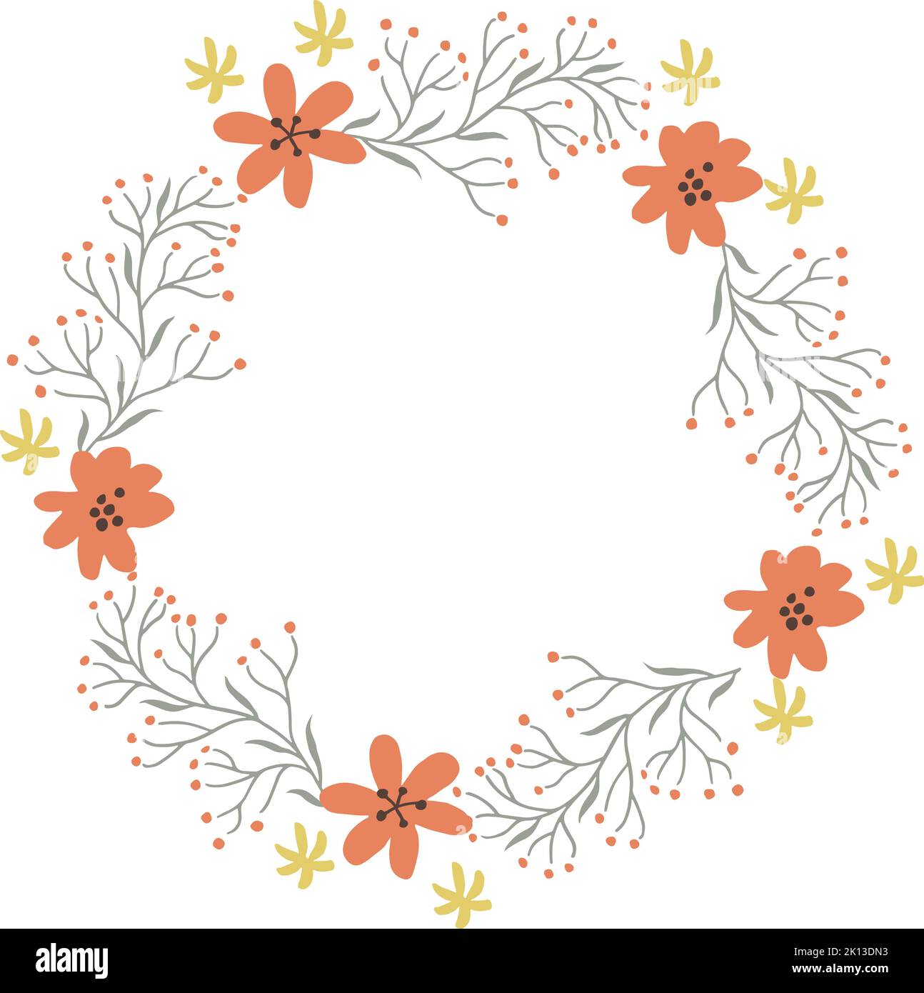 Botanical frame circle. Round floral ornament print Stock Vector Image ...