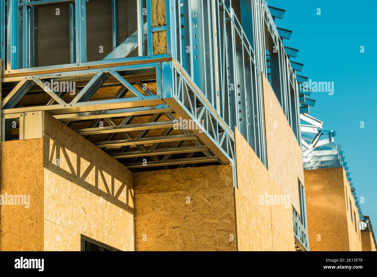 Modern Style Residential Houses Estate Under Construction. Closeup of ...