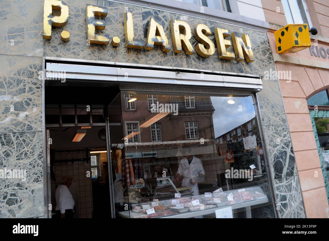 Copenhagen -Denmark -15 septmeber 2022- Danish butcher P.E.Larsen shop ...