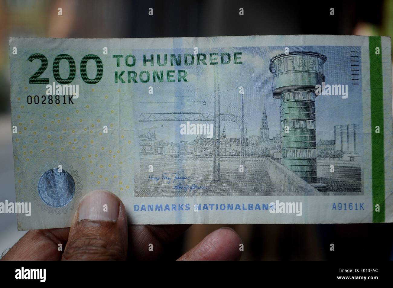 Copenhagen -Denmark -15 septmeber 2022-two hunddrad danis kroner note ...