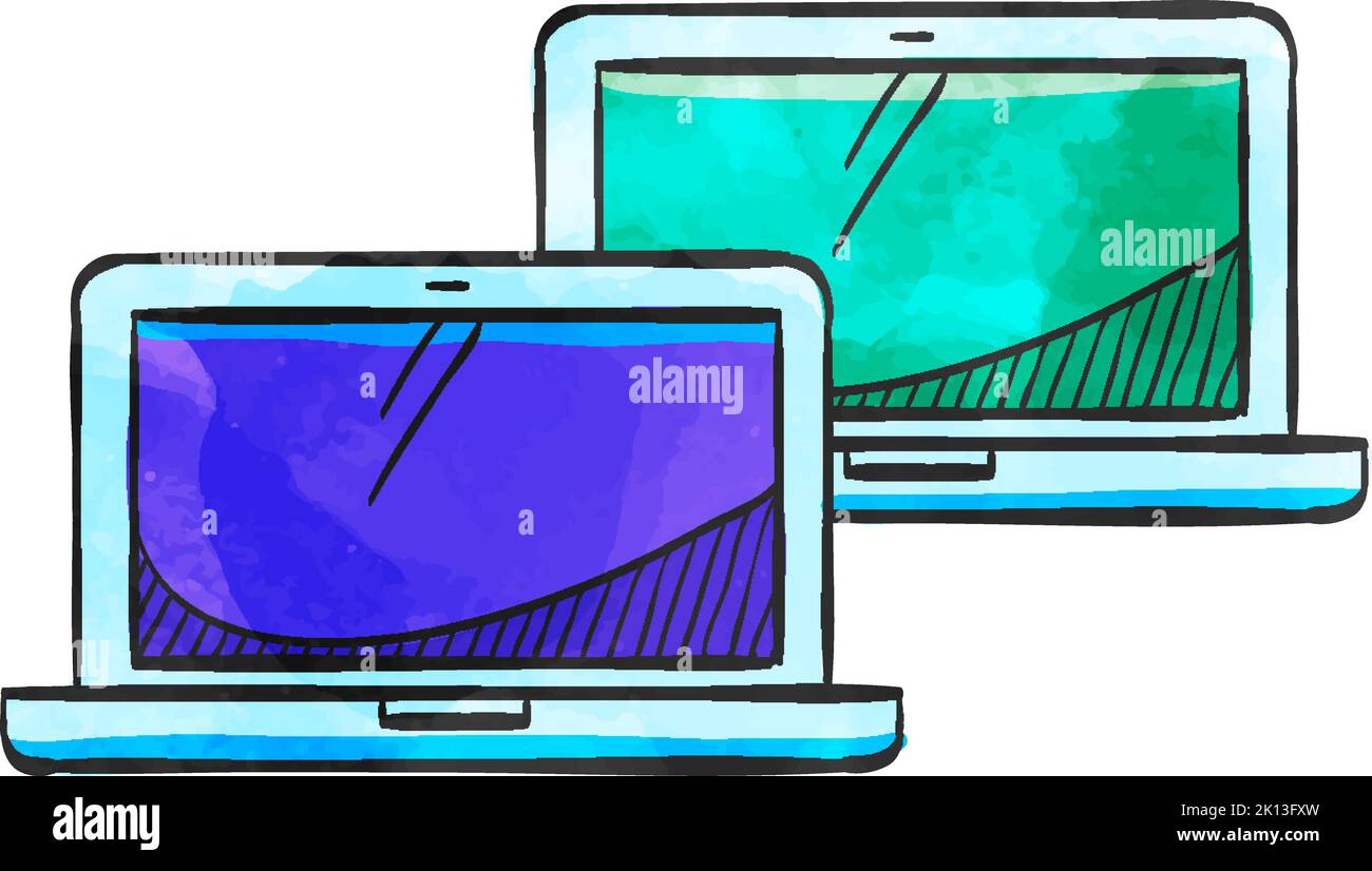 Laptops icon in watercolor style Stock Vector Image & Art - Alamy