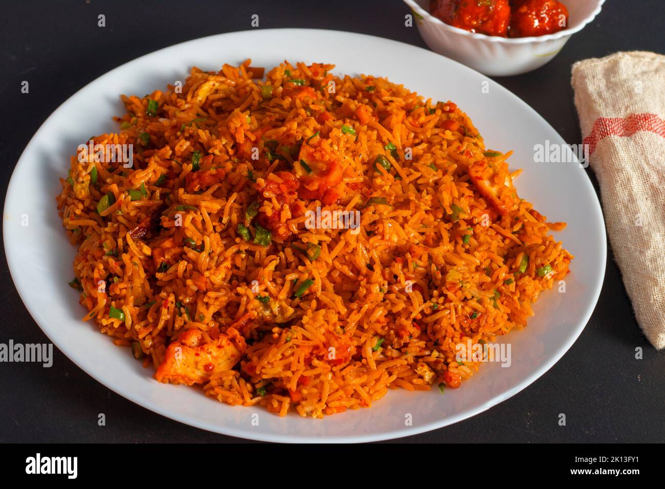 delicious Chinese food Schezwan non-veg fried rice Stock Photo - Alamy