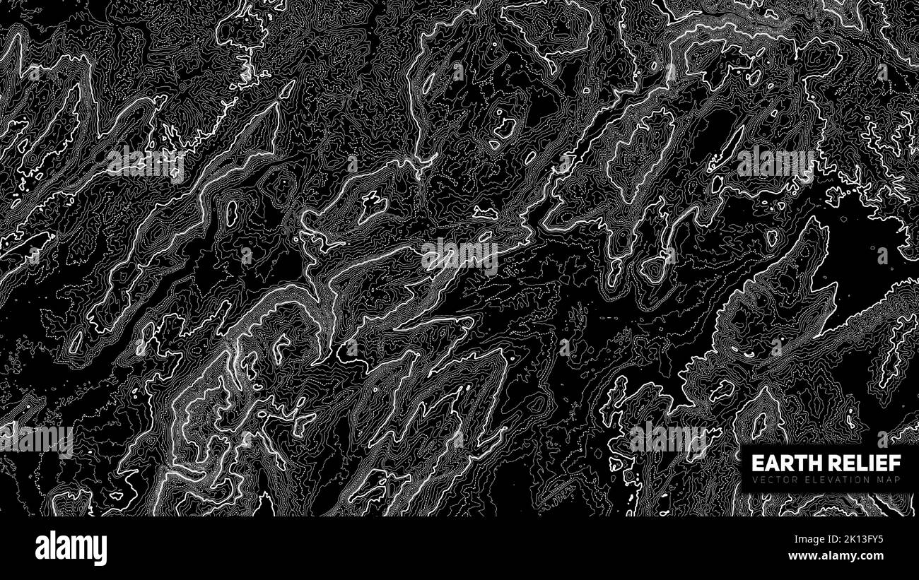 Vector abstract earth relief map. Generated conceptual elevation map ...