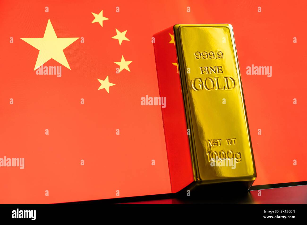 The gold bar is on the national flag of china, chinese Gold Reserve ...