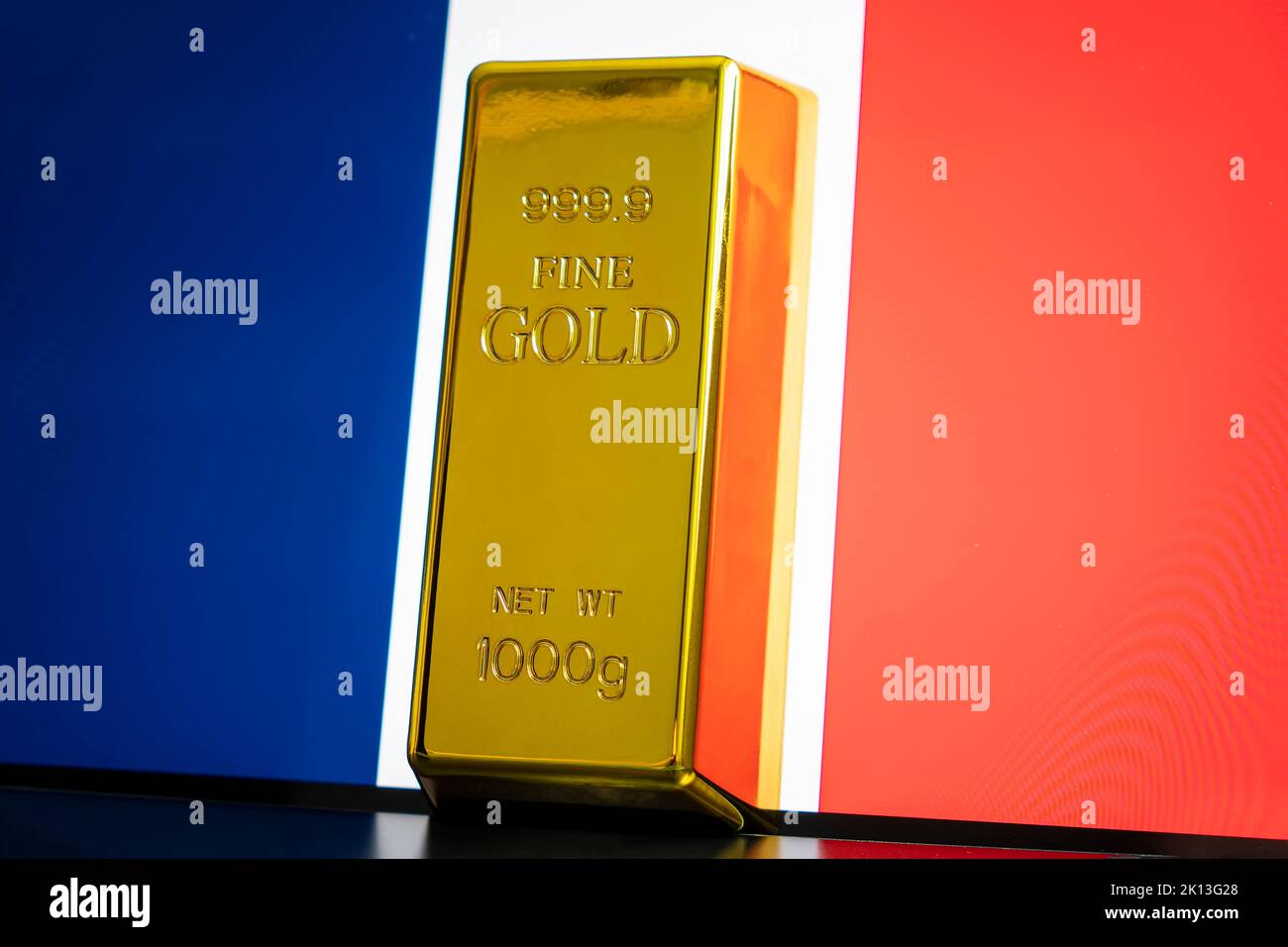 The gold bar is on the national flag of france, french Gold Reserve ...