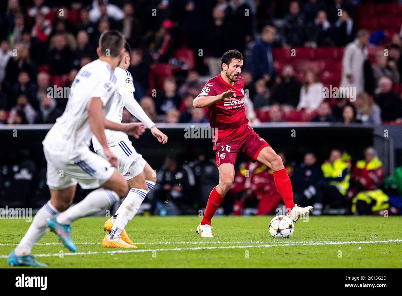 Copenhagen, Denmark. 14th Sep, 2022. Thomas Delaney (18) of Sevilla FC ...