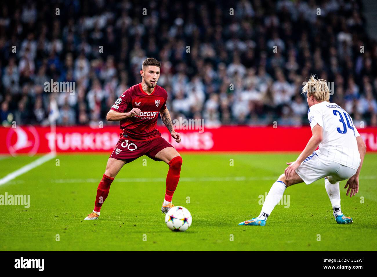 Copenhagen, Denmark. 14th Sep, 2022. Jose Carmona (30) of Sevilla FC ...