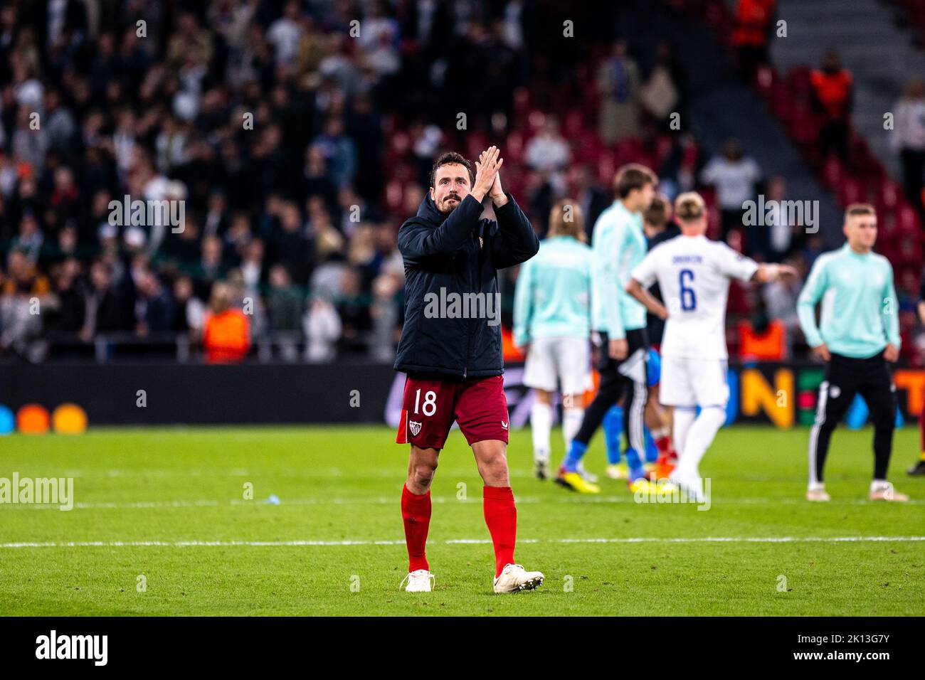 Copenhagen, Denmark. 14th Sep, 2022. Thomas Delaney (18) of Sevilla FC ...