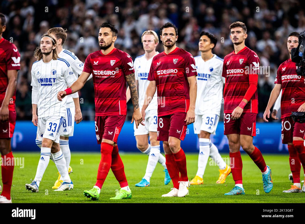 Copenhagen, Denmark. 14th Sep, 2022. The players from the two teams ...