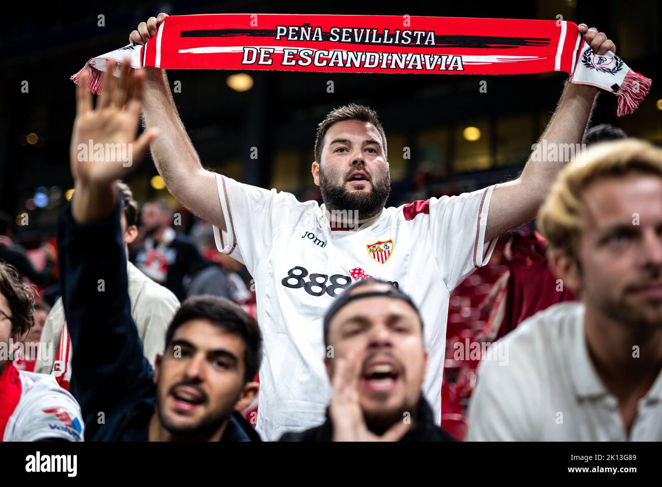 Copenhagen, Denmark. 14th Sep, 2022. Football fans of Sevilla FC seen ...