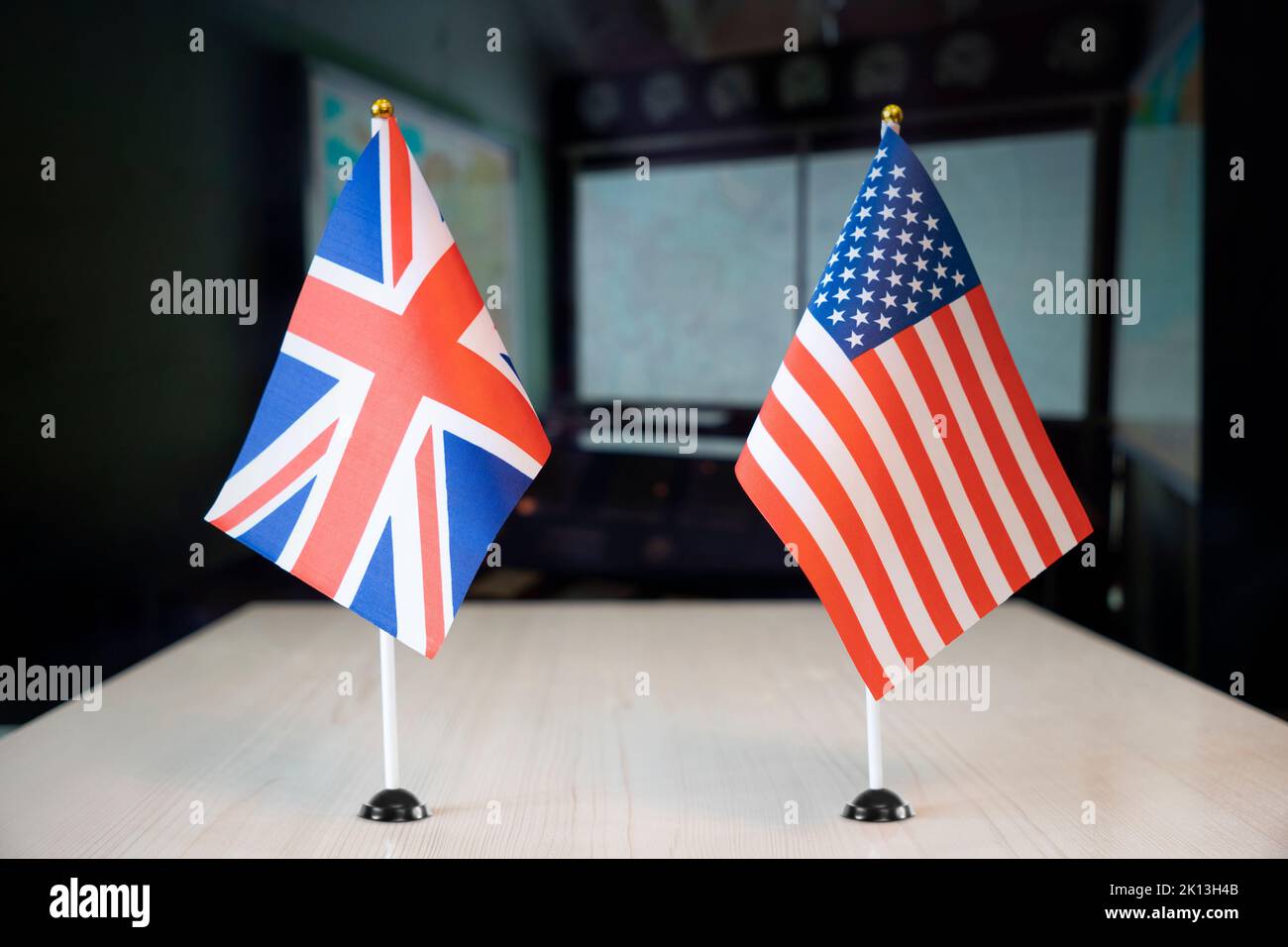 flags of United States and United Kingdom. international negotiations ...