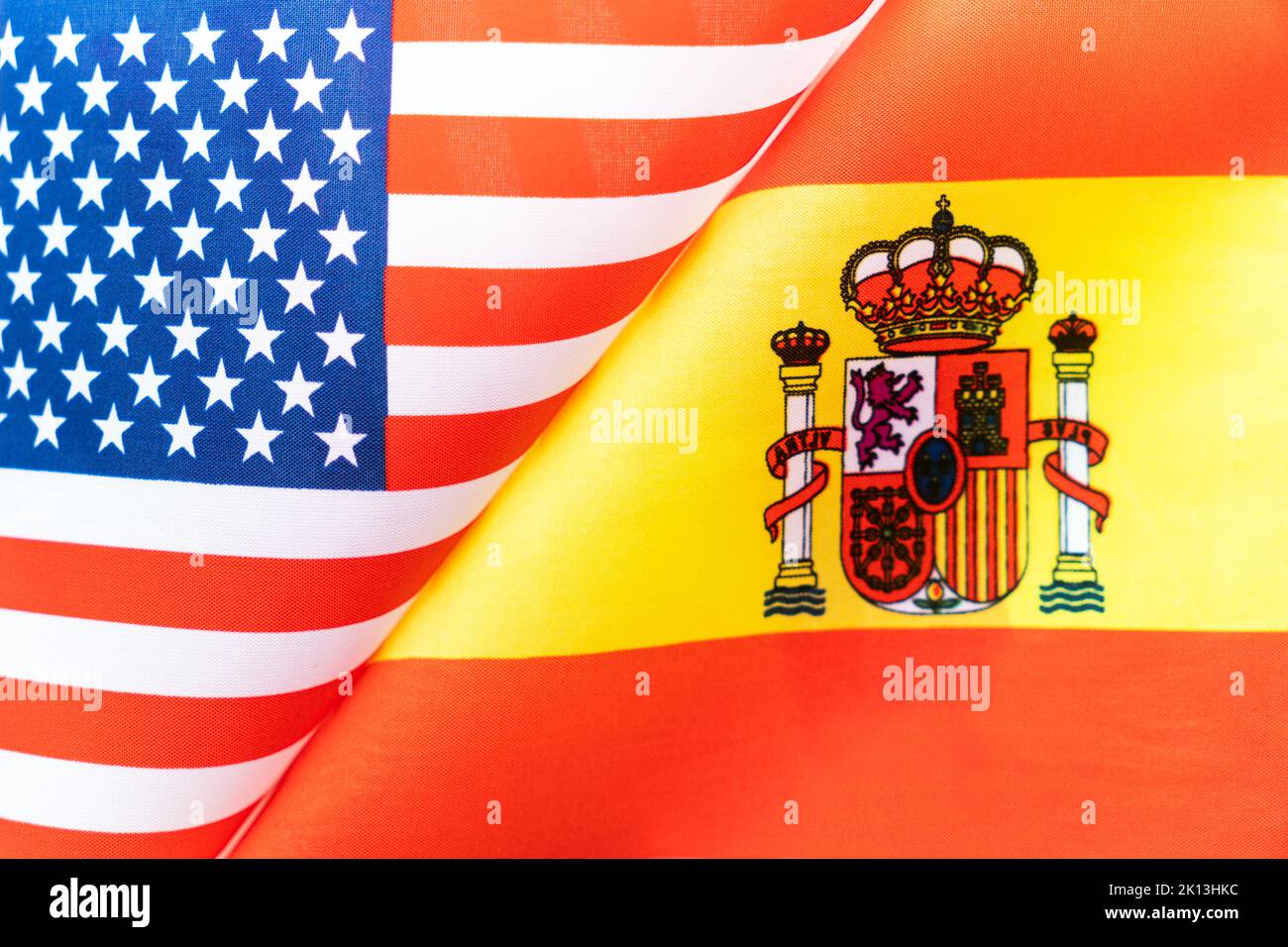 Background of the flags of the USA and spain. The concept of ...