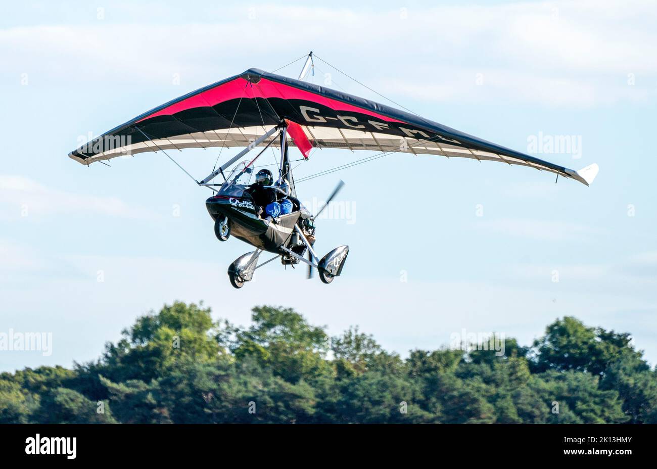 Jamie Fairweather and pilot Sarah Curtis (left) take part in a ...