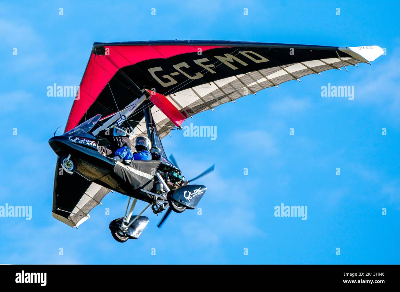 Jamie Fairweather and pilot Sarah Curtis (left) take part in a ...