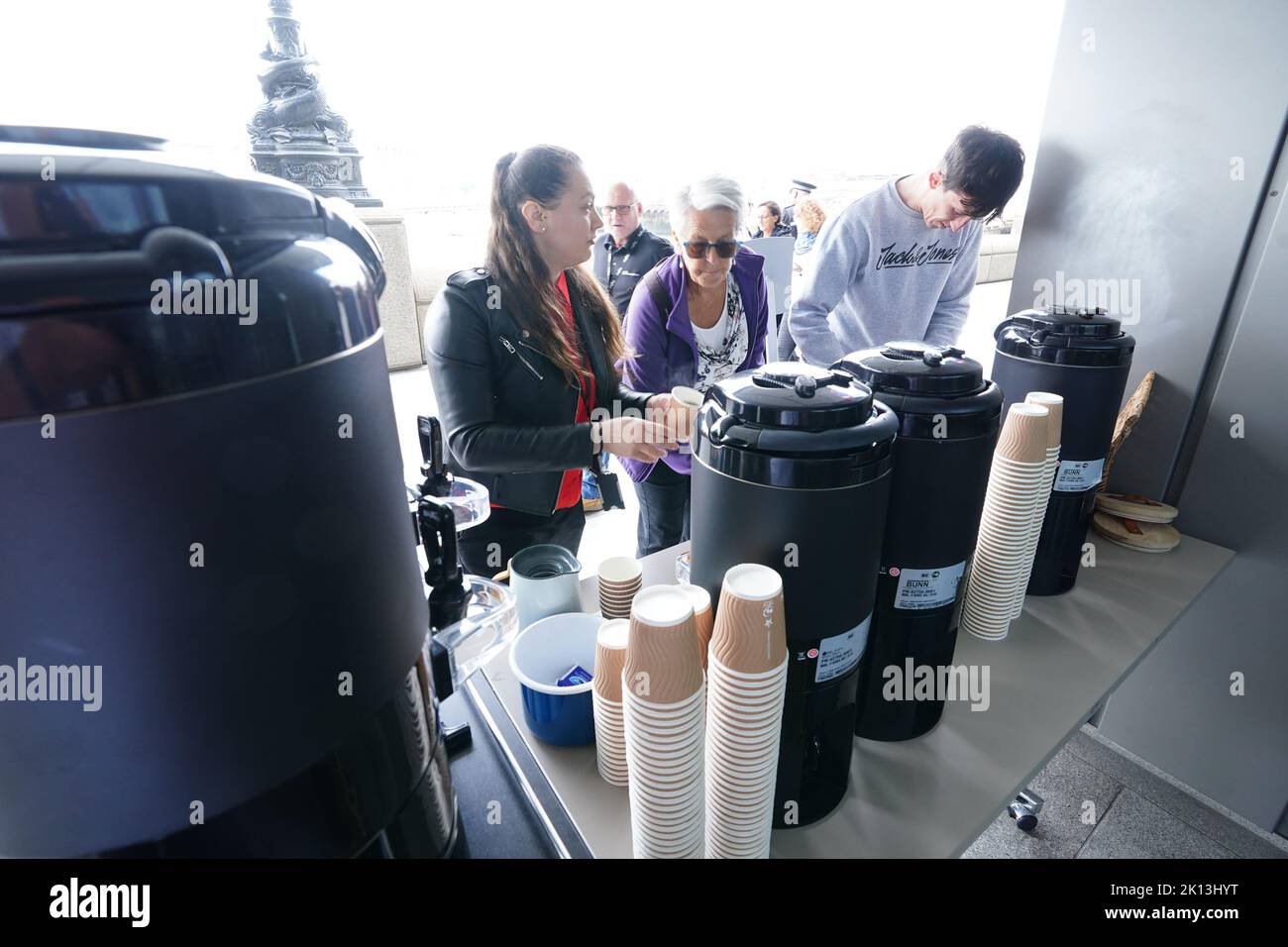 Free refreshments set by the company WPP for members of the public in ...