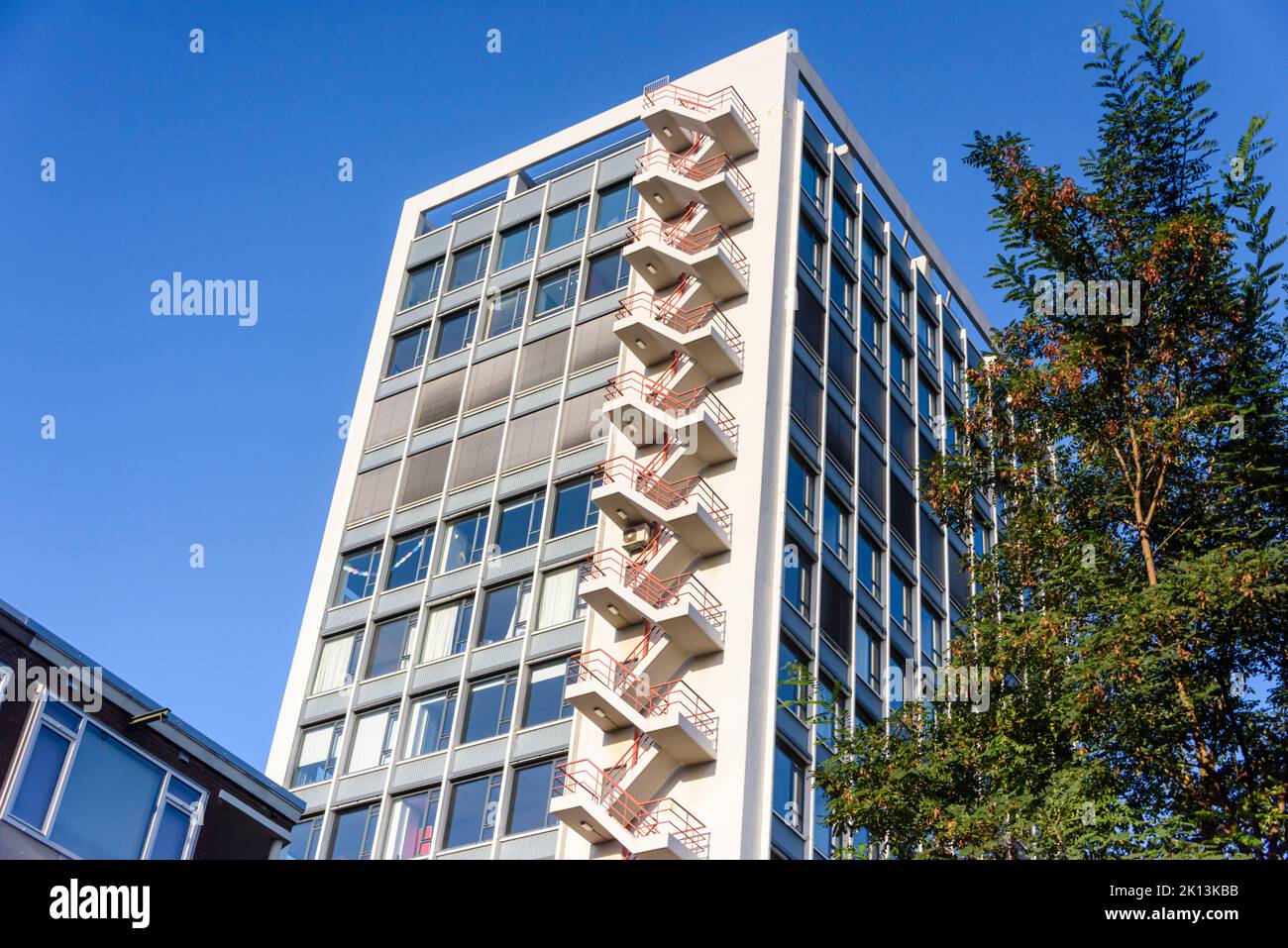 Stairs of the fire escape outside an office block in Rotterdam ...