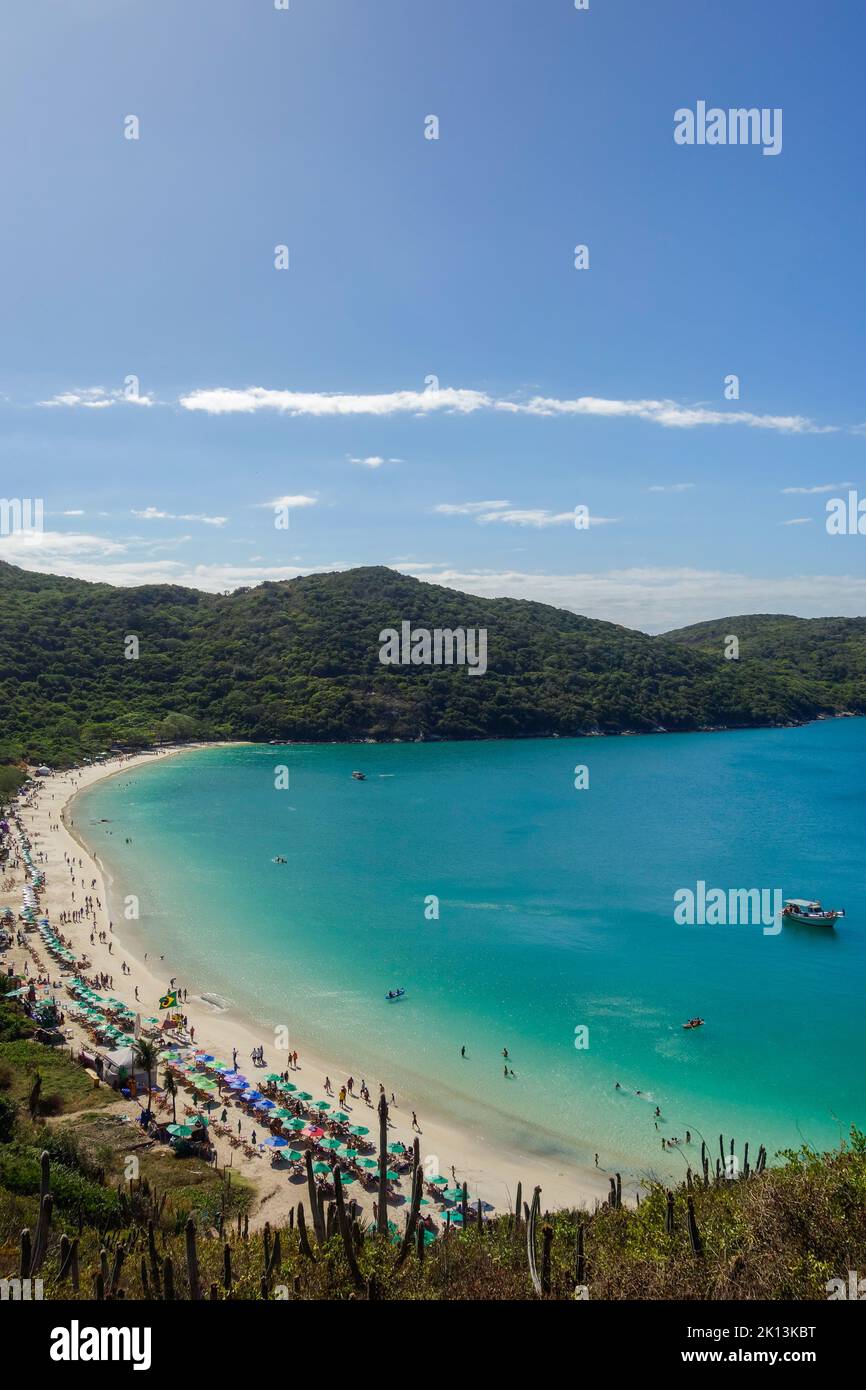 Panoramic of idyllic and wild Forno beach in Arraial do Cabo, RJ ...