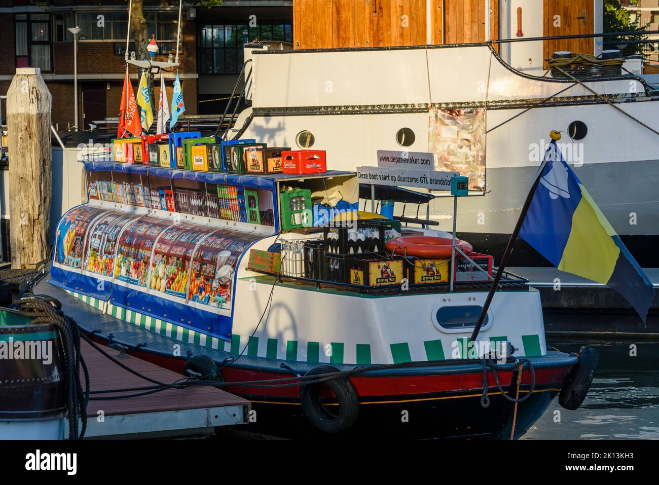 Barge fitted out as a shop, selling food, soft drinks and alcholol ...